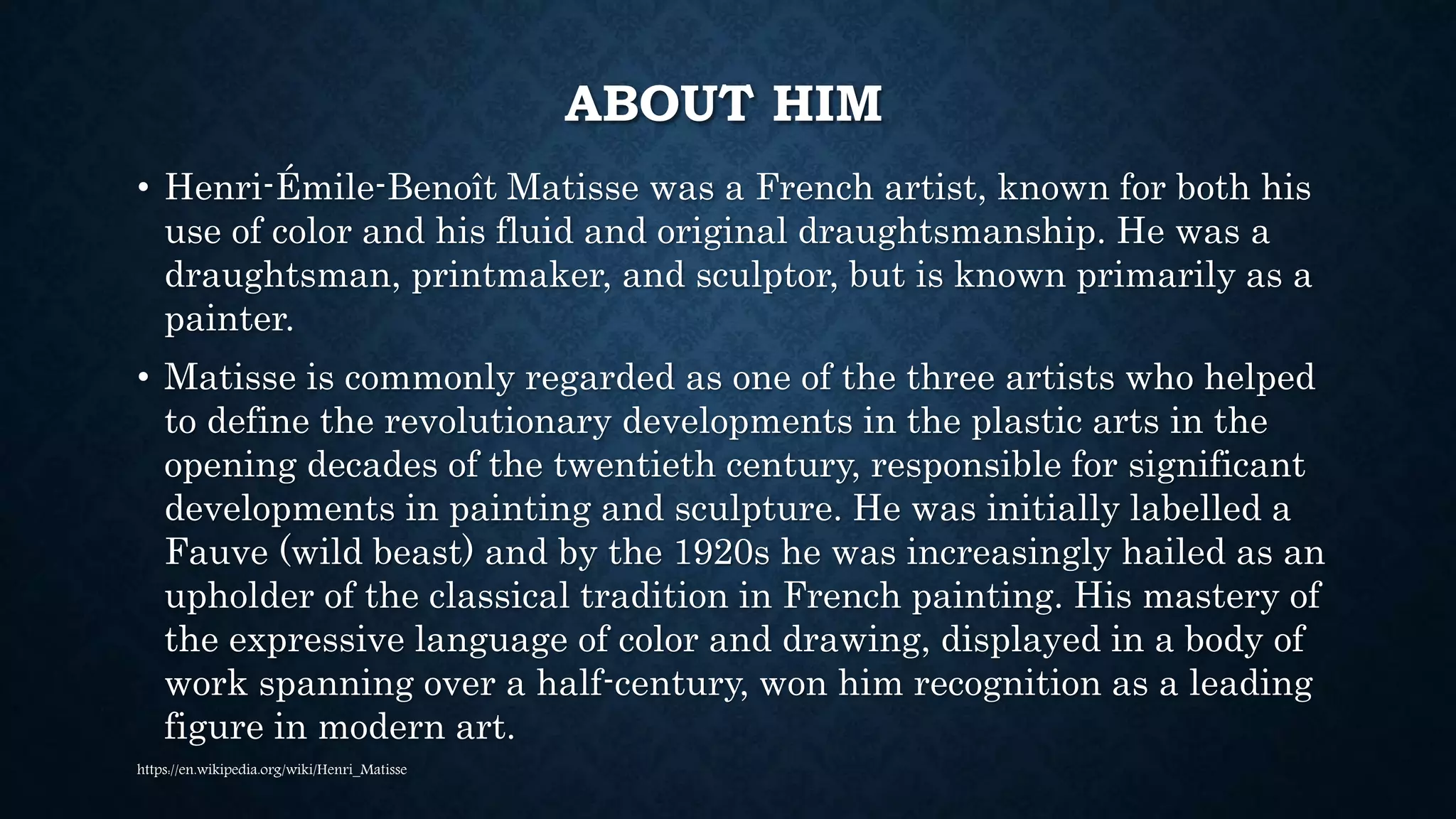 Fauvism- Henri Matisse | PPTX | Painting | Arts and Crafts
