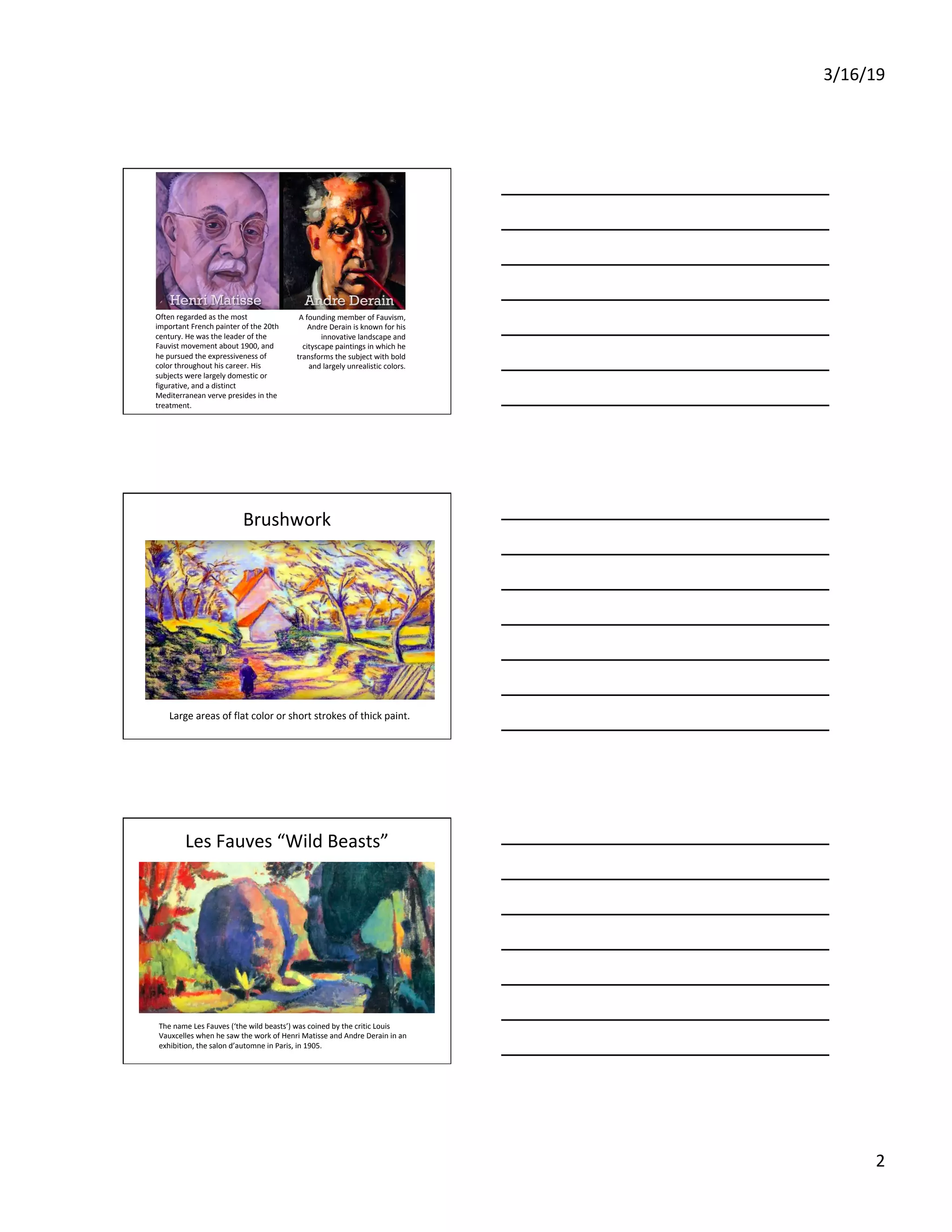 Fauvism Guided Notes | PDF