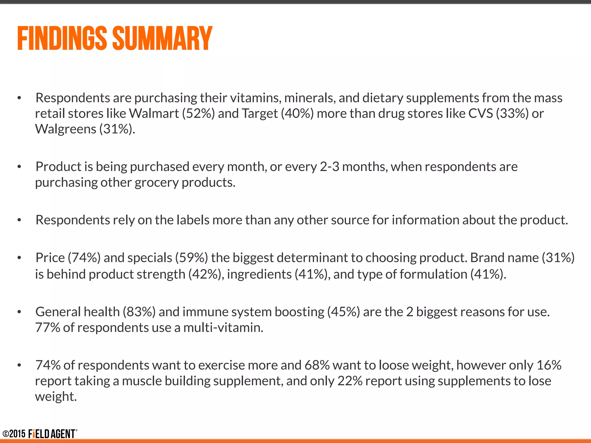 Vitamin, Mineral and Supplement Consumer Survey by Field Agent | PPT