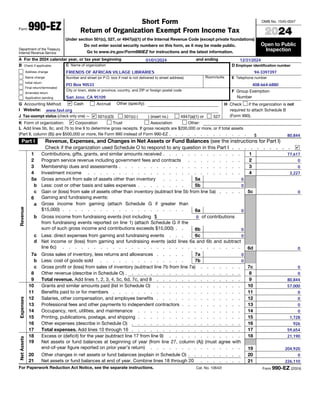 FAVL IRS Form 990 2024 financial document | PDF