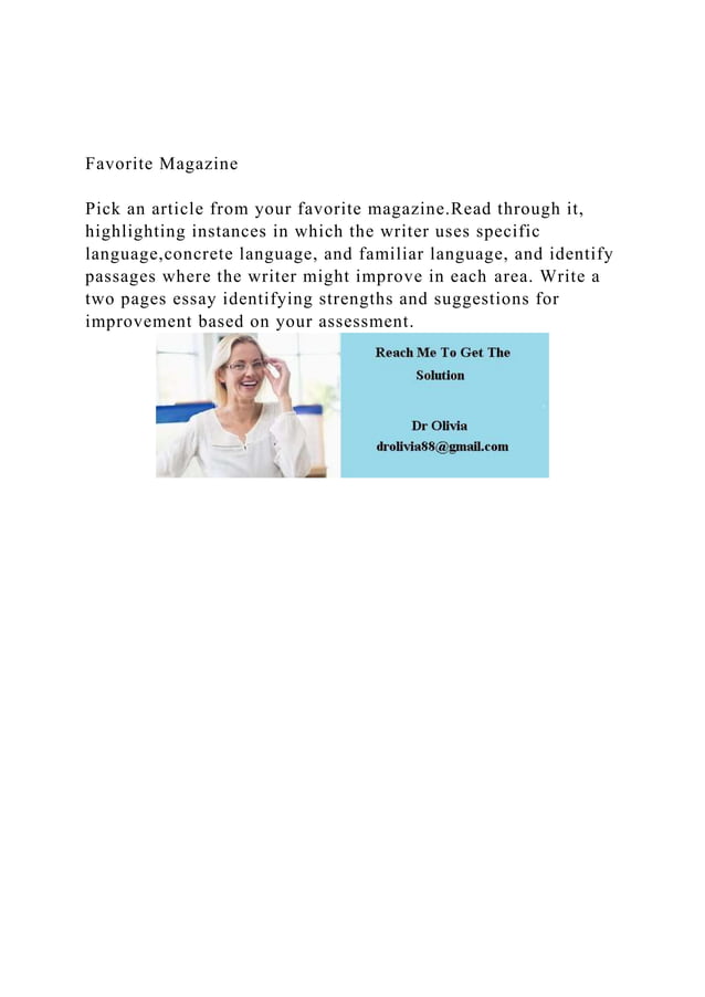 Favorite MagazinePick an article from your favorite magazine.docx