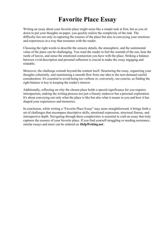 Favorite Place Essay. Narrative Essay: Favorite place essay | PDF