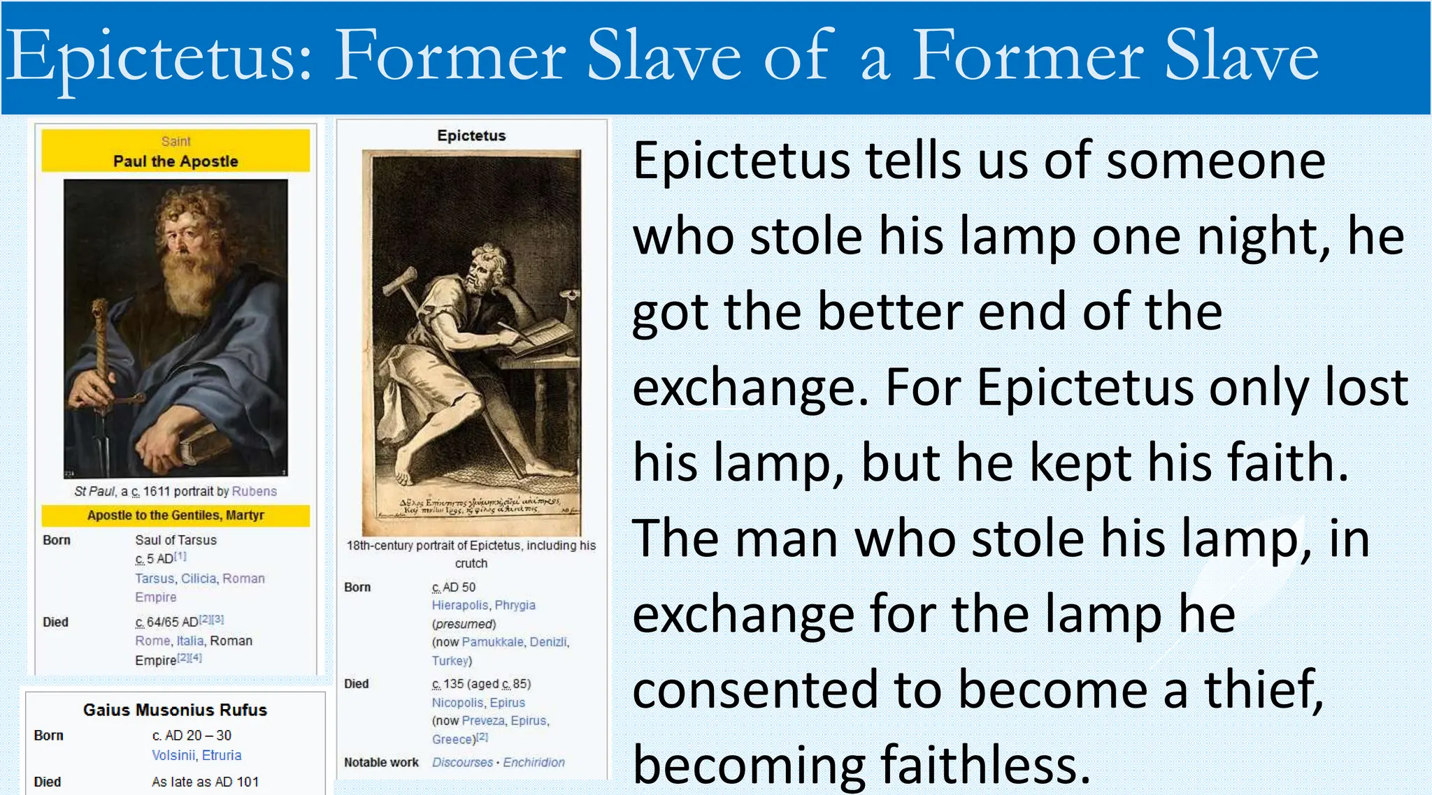 Major Roman Stoic Philosophers, My Favorite Maxims: Epictetus, Rufus ...