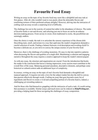 Favourite Food Essay | PDF