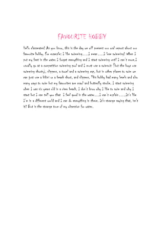 Favourite hobby - Swimming | DOCX
