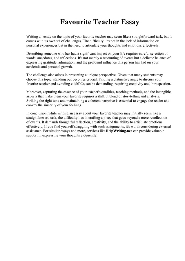 Favourite Teacher Essay.pdf | Homework and Study | Education