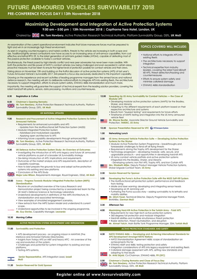 SMi Group's Future Armoured Vehicles Survivability 2018 | PDF