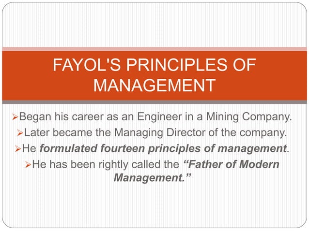 Fayol's principles of management | PPTX | Executive Leadership ...