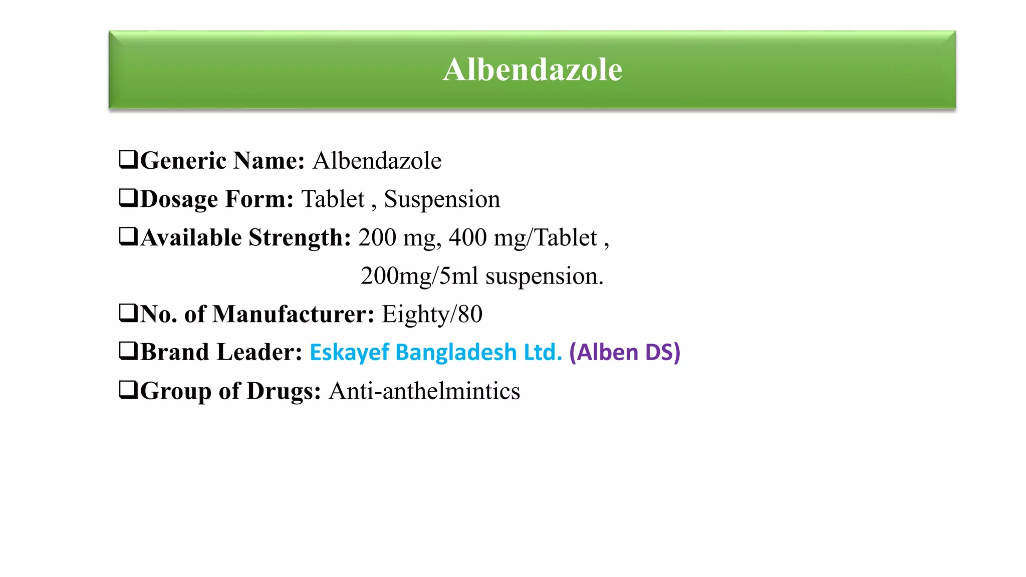 Albendazole Tablet | PPTX