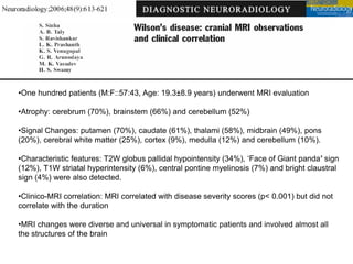 Role of MRI in Wilson disease - Dr Sanjib Sinha | PPTX