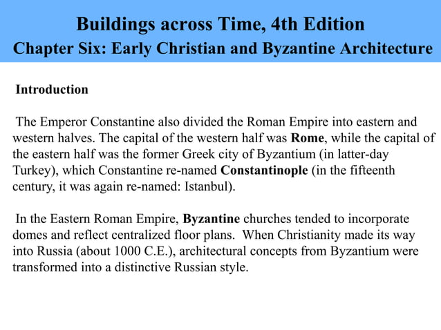Chapter Six: Early Christian and Byzantine Architecture | PPT