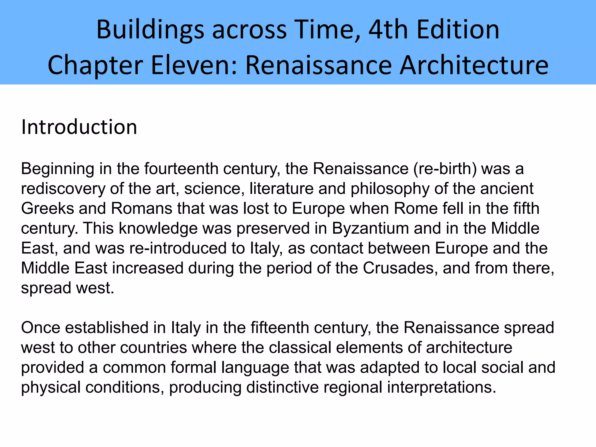 Chapter 11: Renaissance Architecture | PPT
