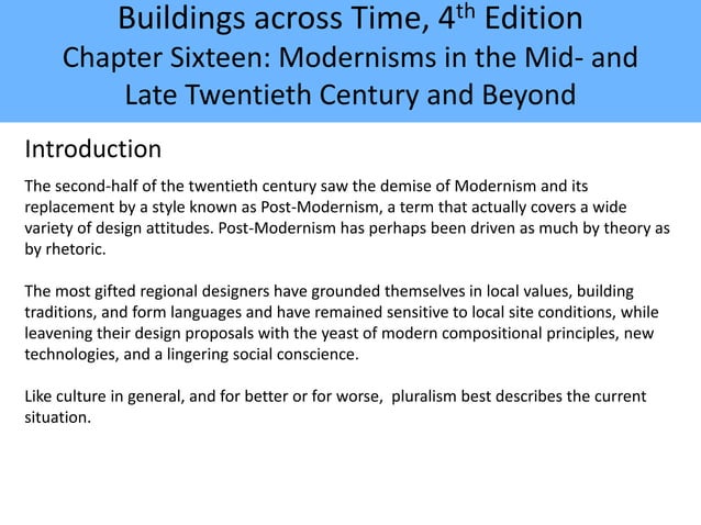 Chapter 16: Modernisms in the Mid- and Late Twentieth Century and ...