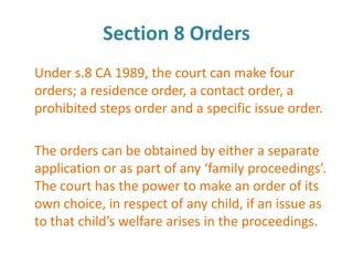 Lecture 3 Family Law 's.8 Orders' | PPT