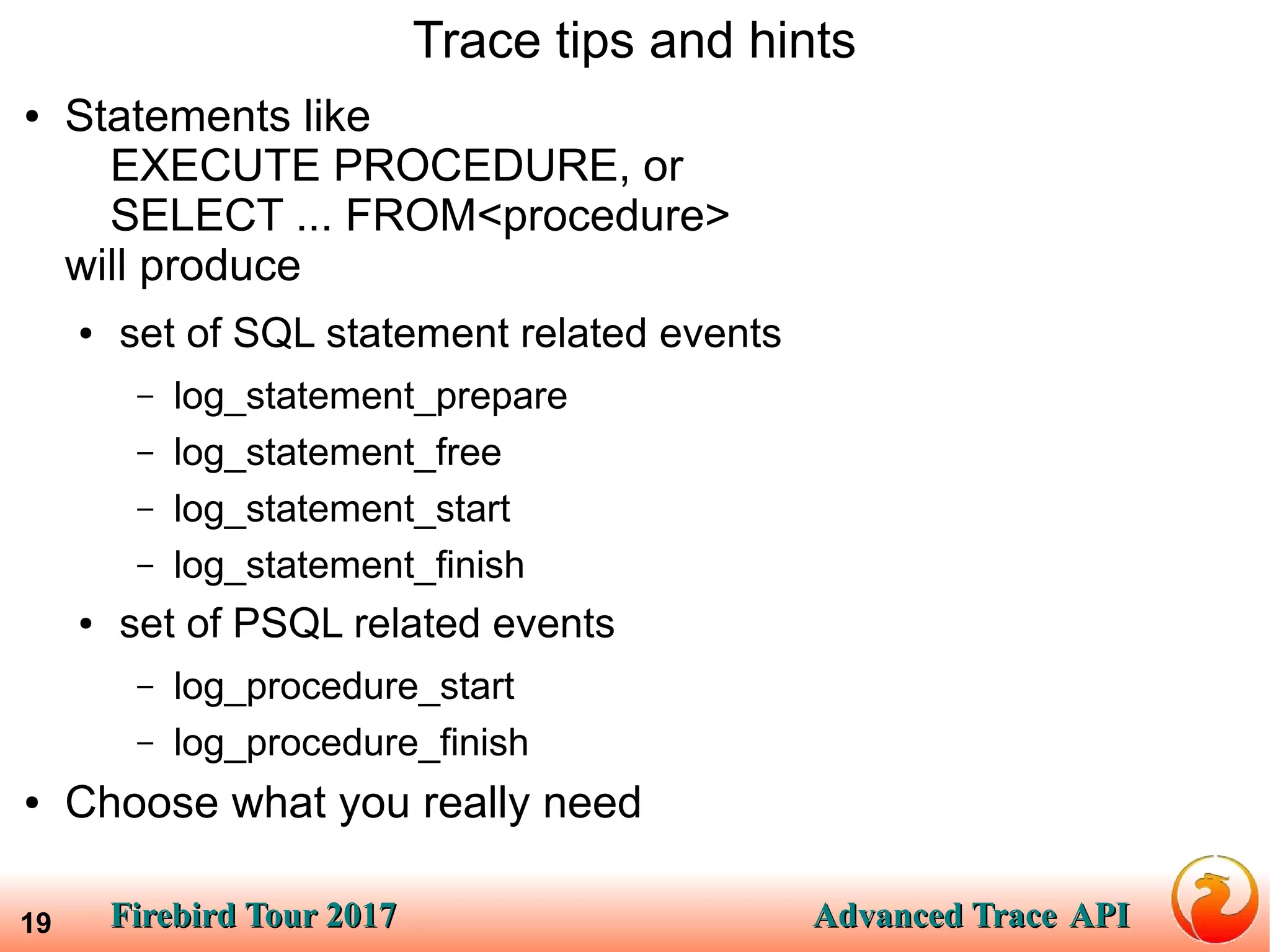 Firebird Advanced Trace API | PDF