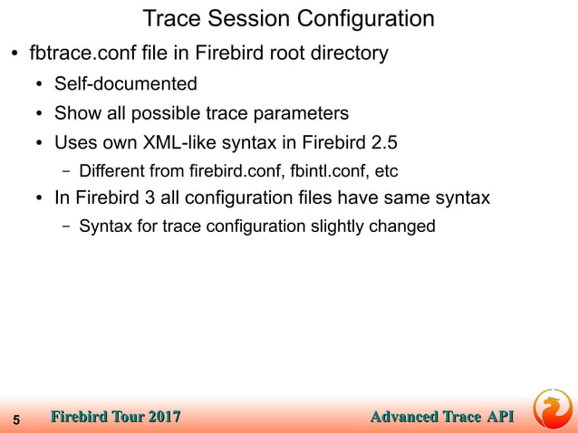Firebird Advanced Trace API | PPT