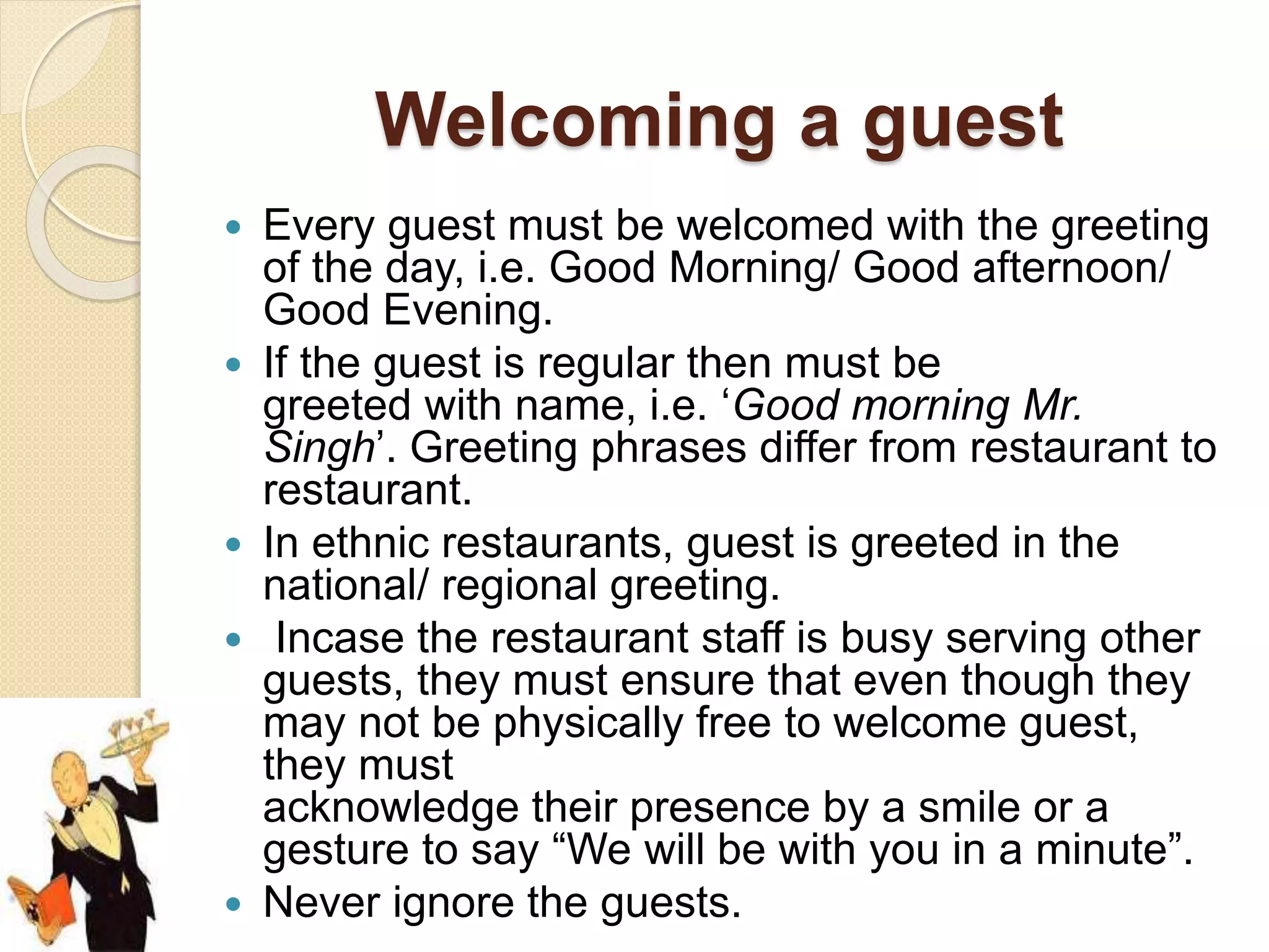 sequence of service in Restaurant | PPTX