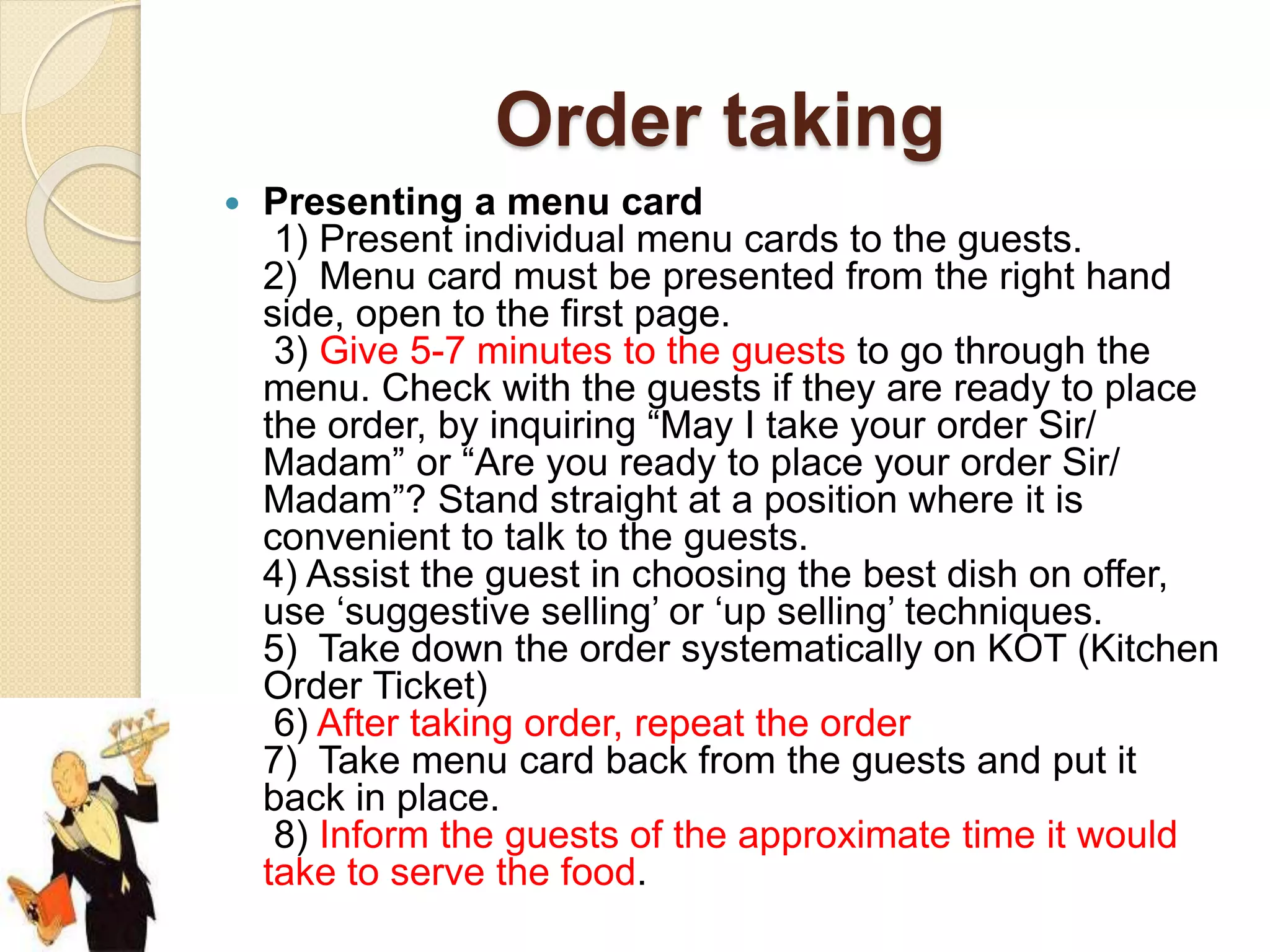 sequence of service in Restaurant | PPTX