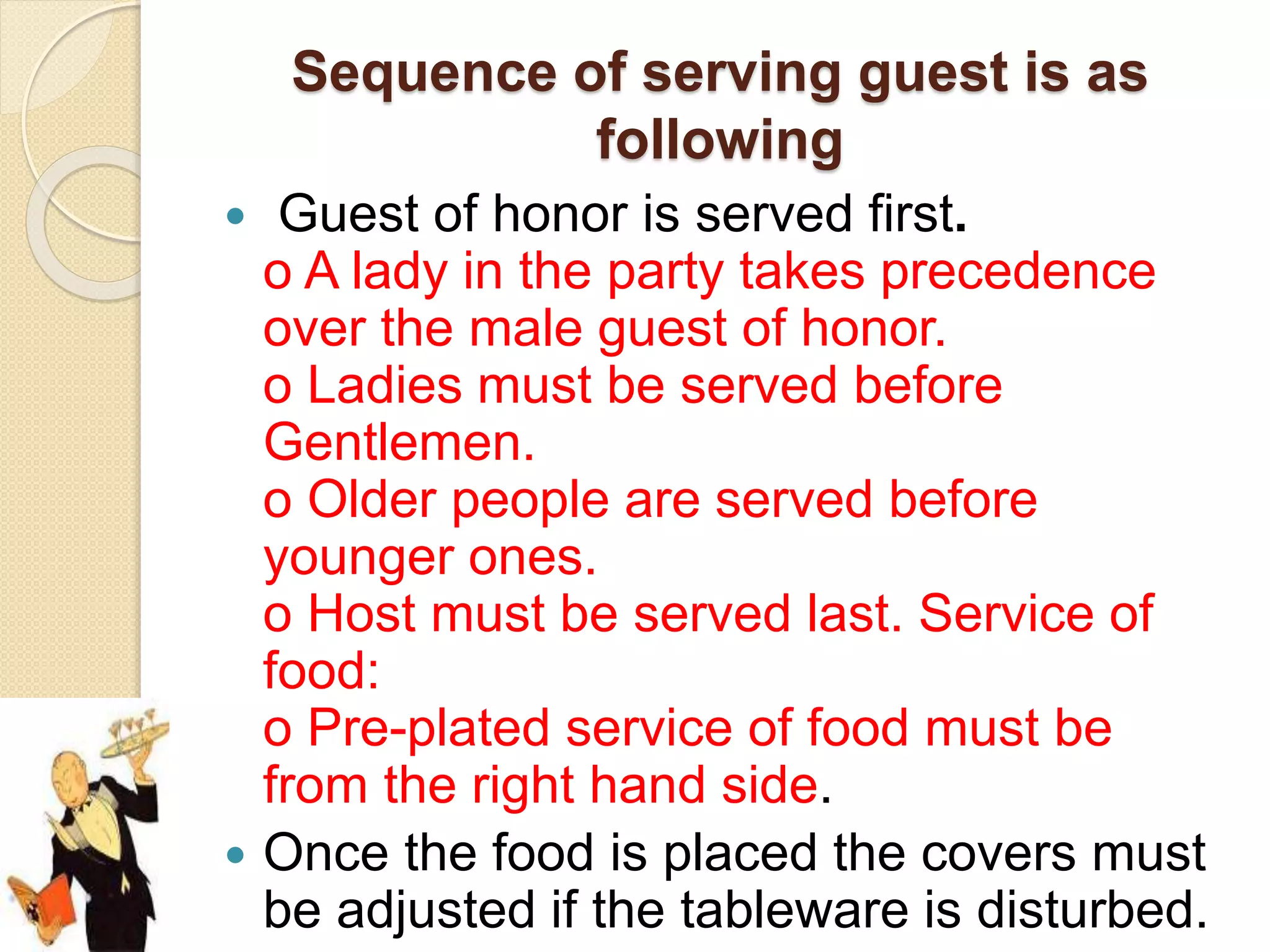 sequence of service in Restaurant | PPTX