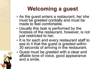 sequence of service in Restaurant | PPTX