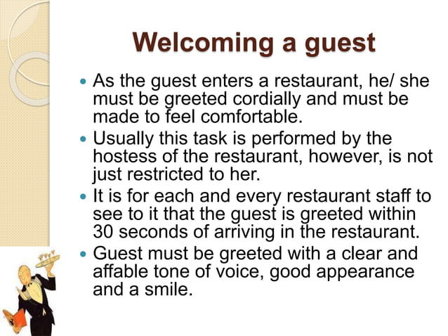 sequence of service in Restaurant | PPTX