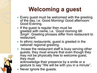 sequence of service in Restaurant | PPTX