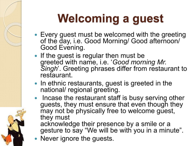 sequence of service in Restaurant | PPTX