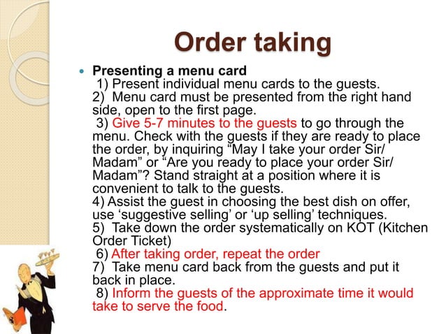 sequence of service in Restaurant | PPTX