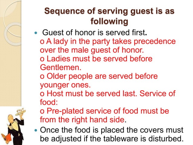 sequence of service in Restaurant | PPTX