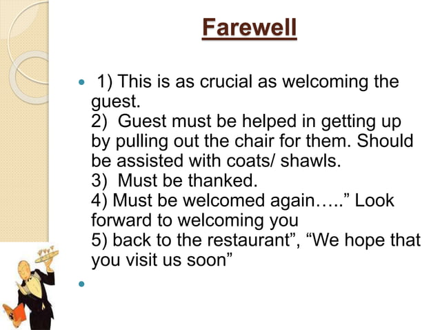 sequence of service in Restaurant | PPTX