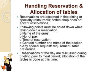 sequence of service in Restaurant | PPTX