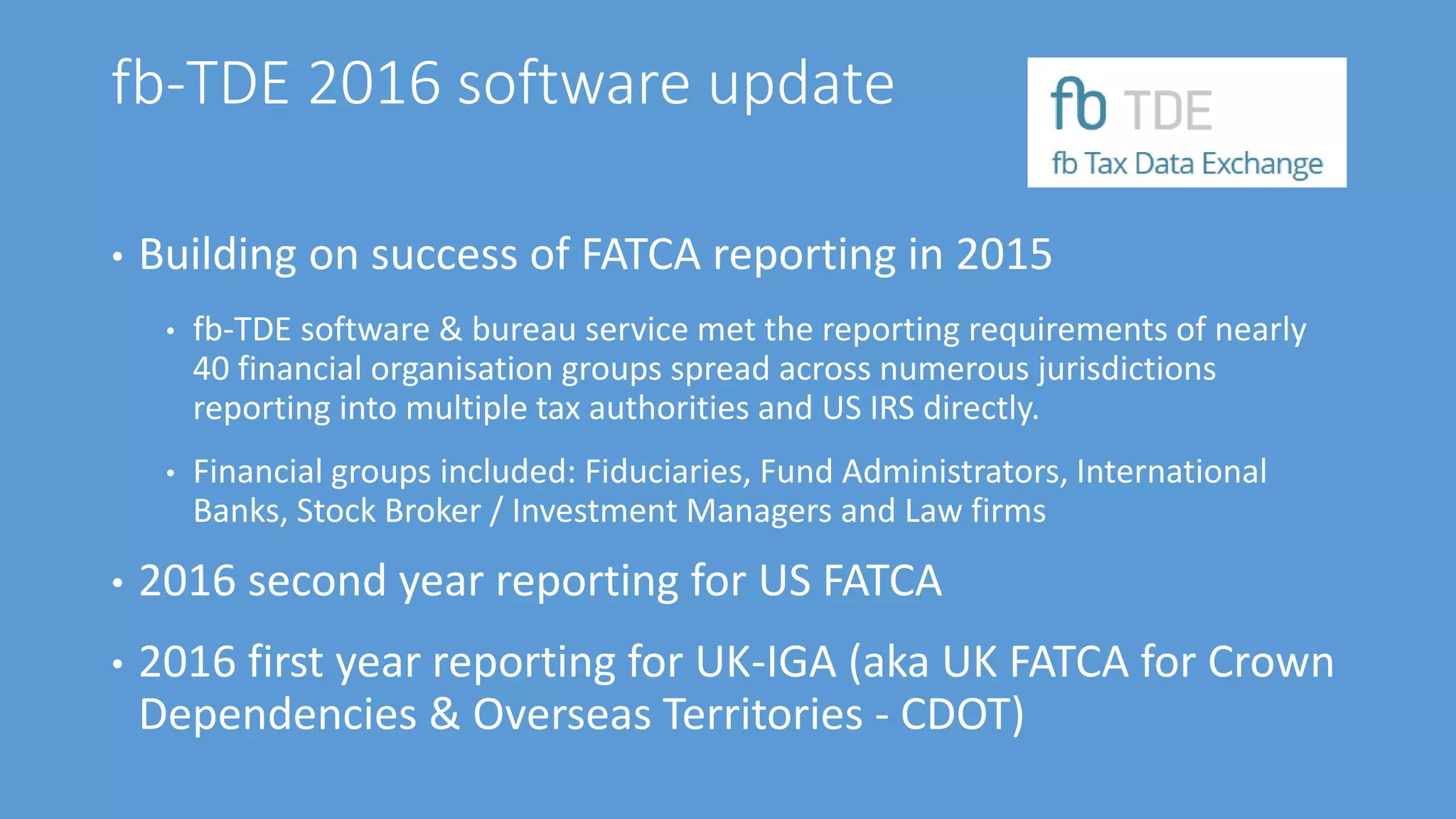 Flyingboat Tax Data Exchange 2016 update | PDF