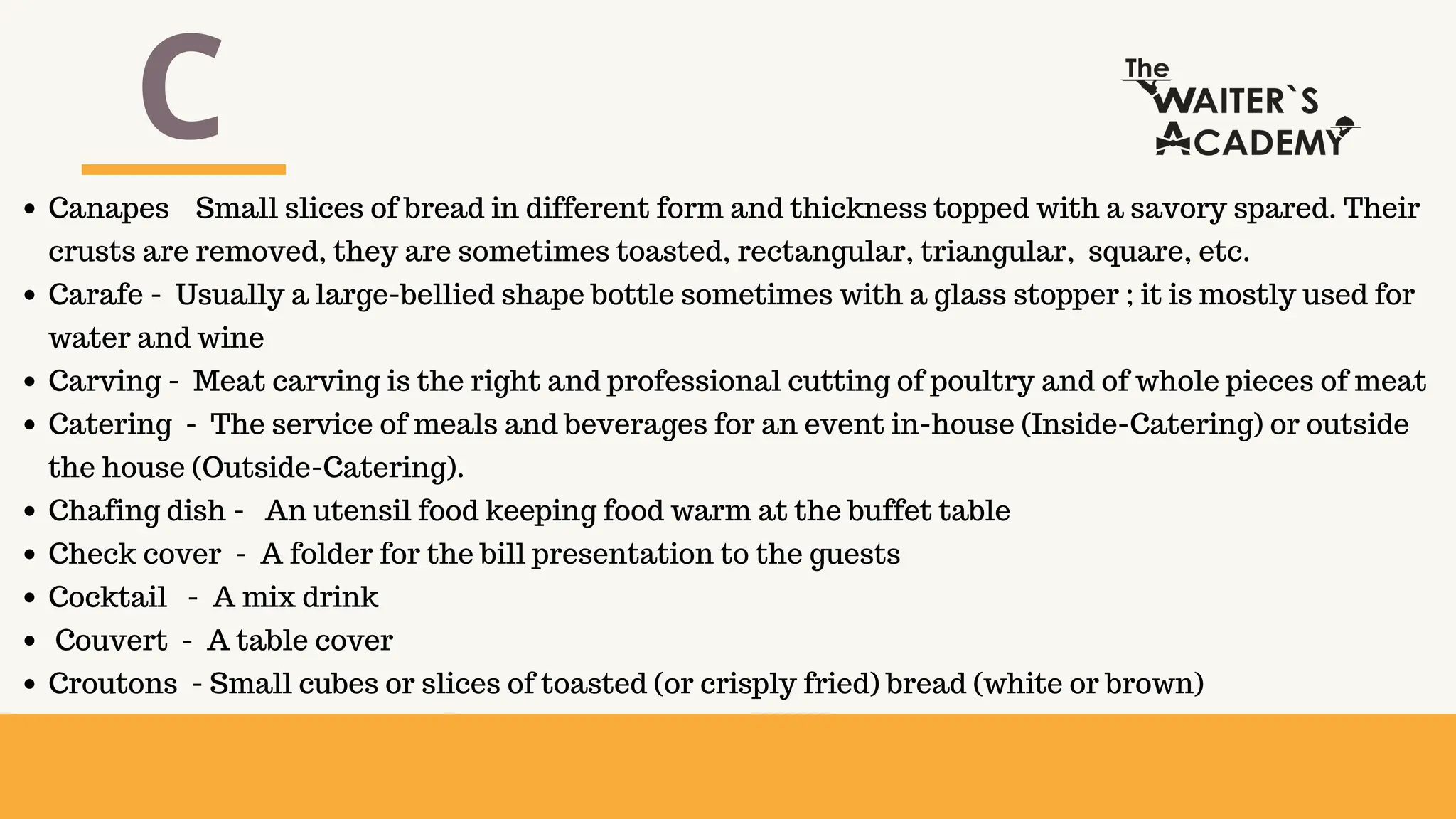 FB-Terminology in hospitality industry... | PPT