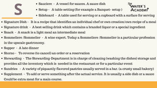 FB-Terminology in hospitality industry... | PDF