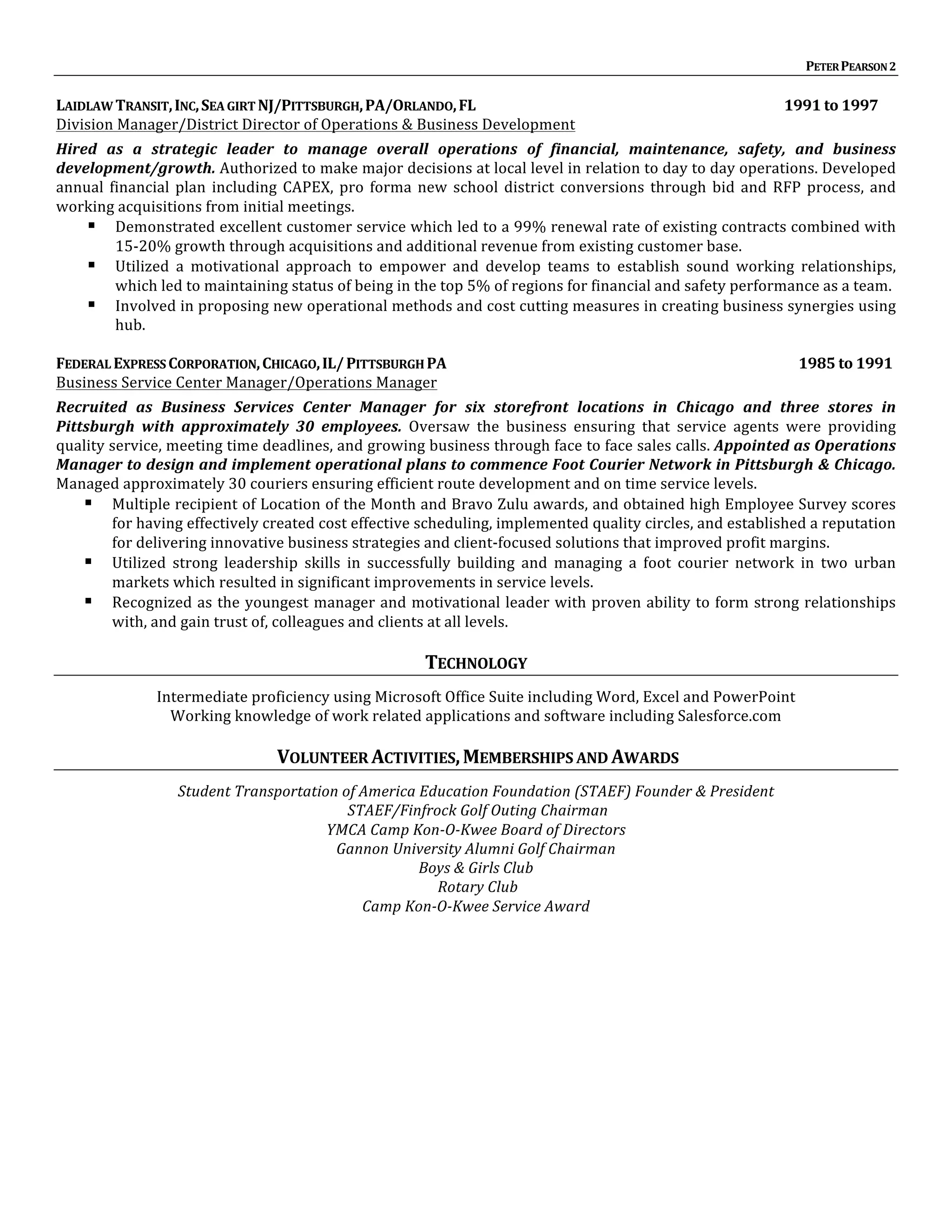 Peter Pearson - Professional Resume | PDF