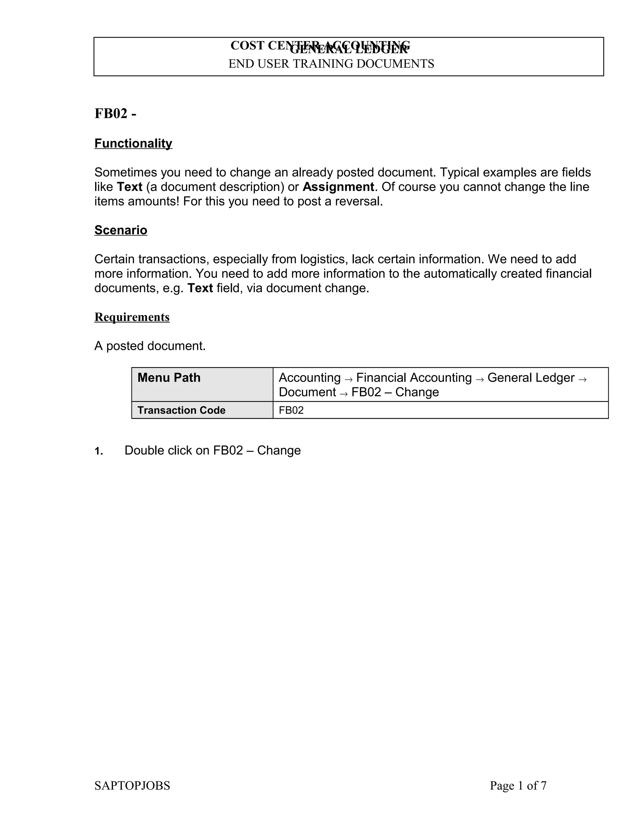 Fb02 gl document change | DOC