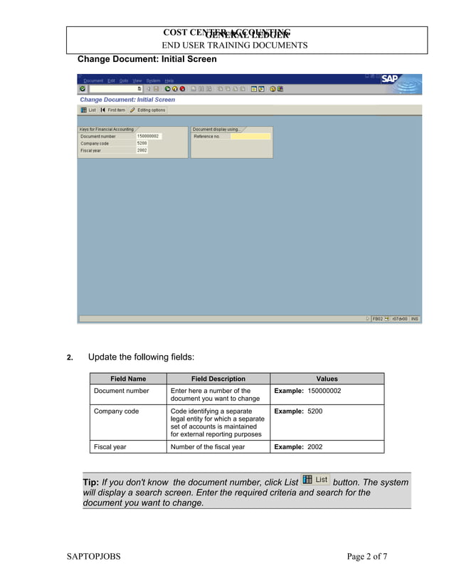 Fb02 gl document change | DOC