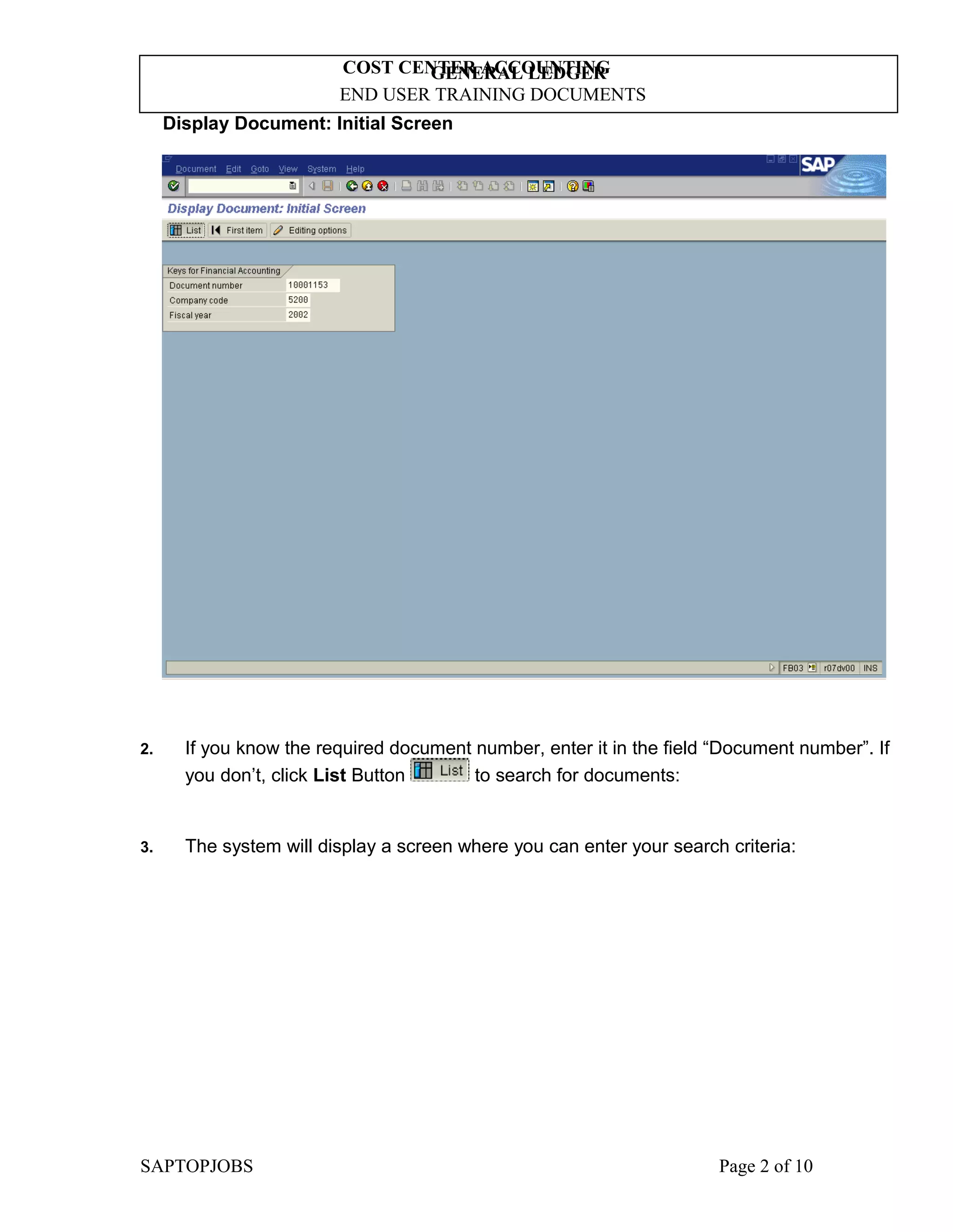 Fb03 gl document display | DOC