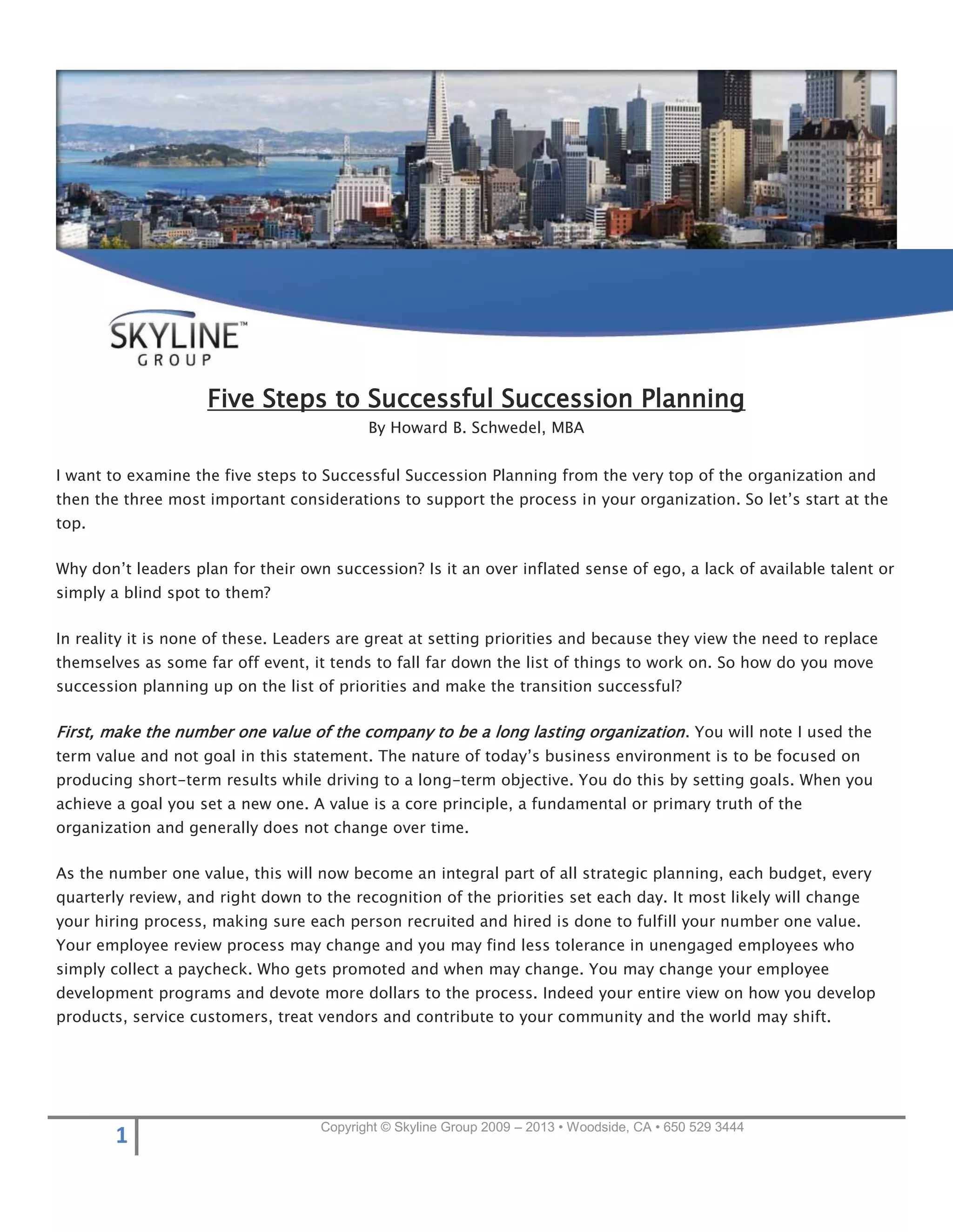 Five Steps to Successful Succession Planning - Published Nationally ...