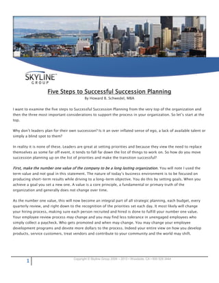 Five Steps to Successful Succession Planning - Published Nationally ...