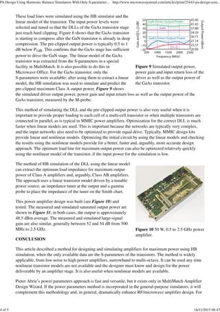 PA Design Using Harmonic Balance Simulation With Only S-paramet | PDF | Free Download