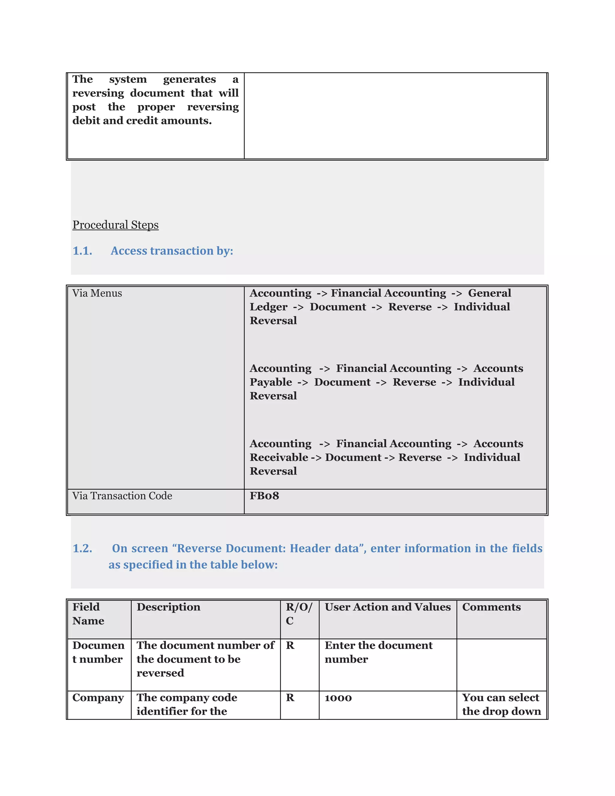 Fb08 how to reverse a document in sap t code | DOCX