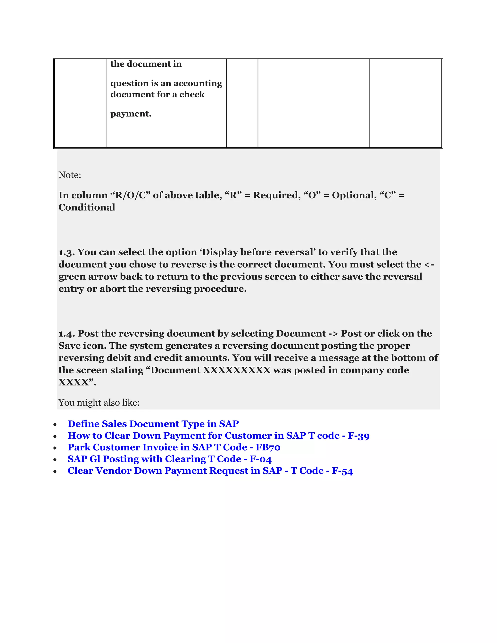 Fb08 how to reverse a document in sap t code | DOCX