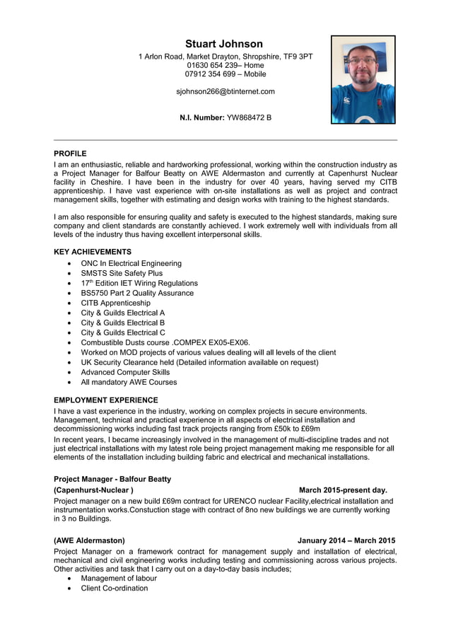 Stuart Johnson CV Updated 02-01-15 NEW | PDF