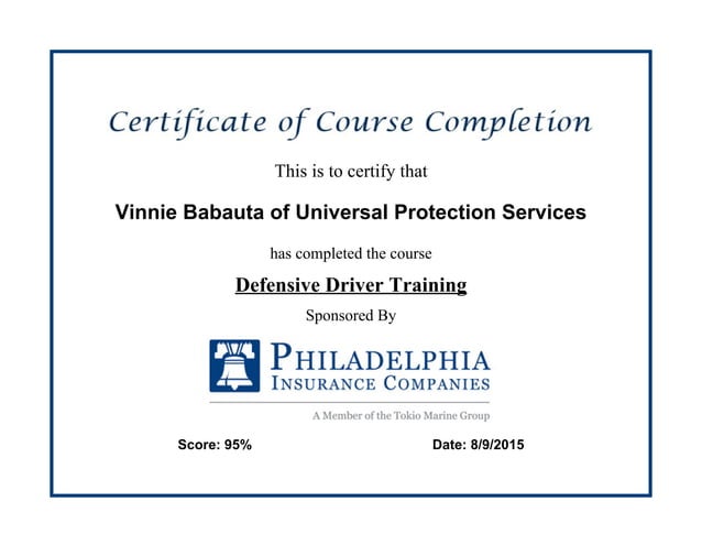 Vinnie_Babauta_Defensive_Driver_Certificate | PPT