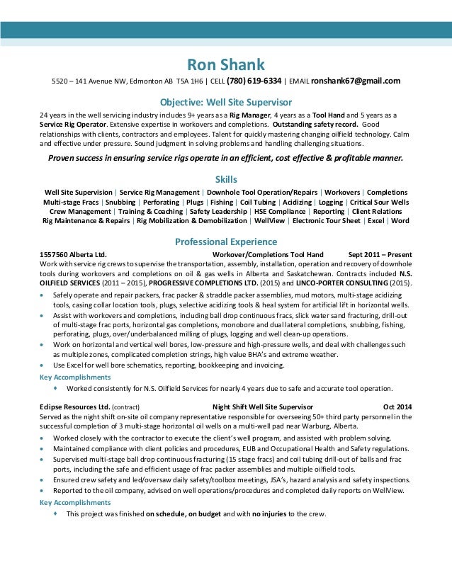 Shank, Ron Resume & WSS Letter