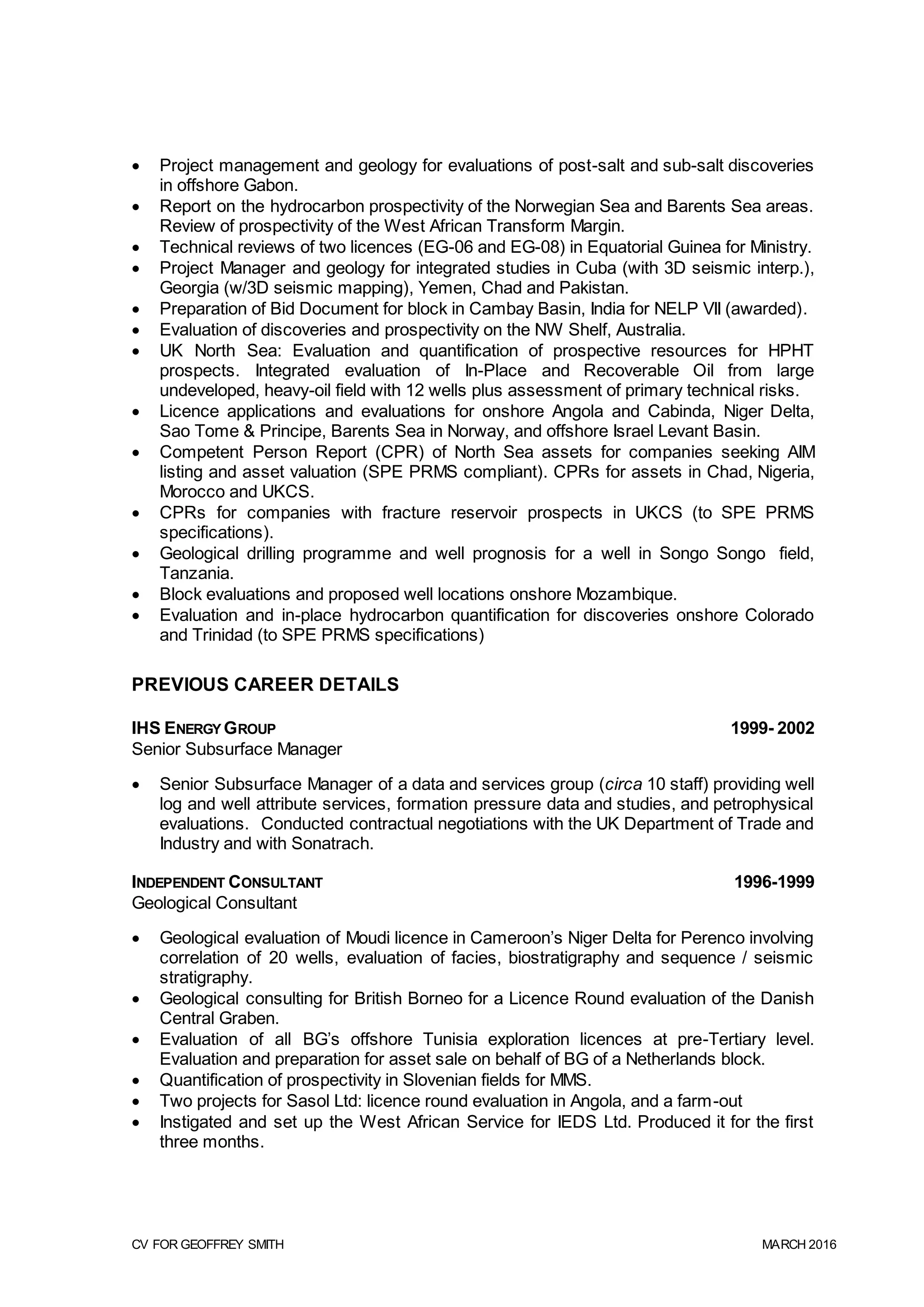 Geoff Smith CV full | DOCX