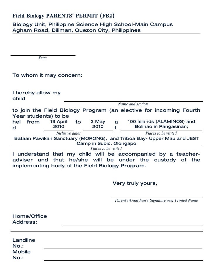 Fb2 parents permit fb2010