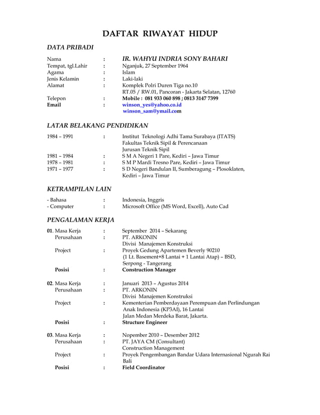 CV - Wahyu ISB - 2016 | PDF