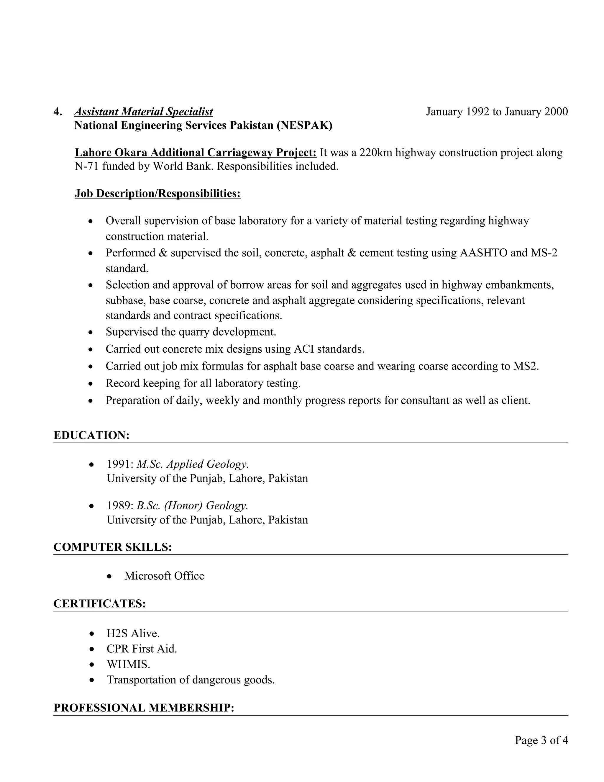 Resume (Material Specialist) | DOC